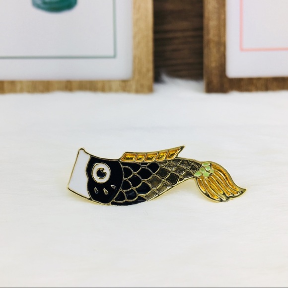 Bags | Only Ships With 15 Orders Black Japanese Koi Fish Pin | Poshmark